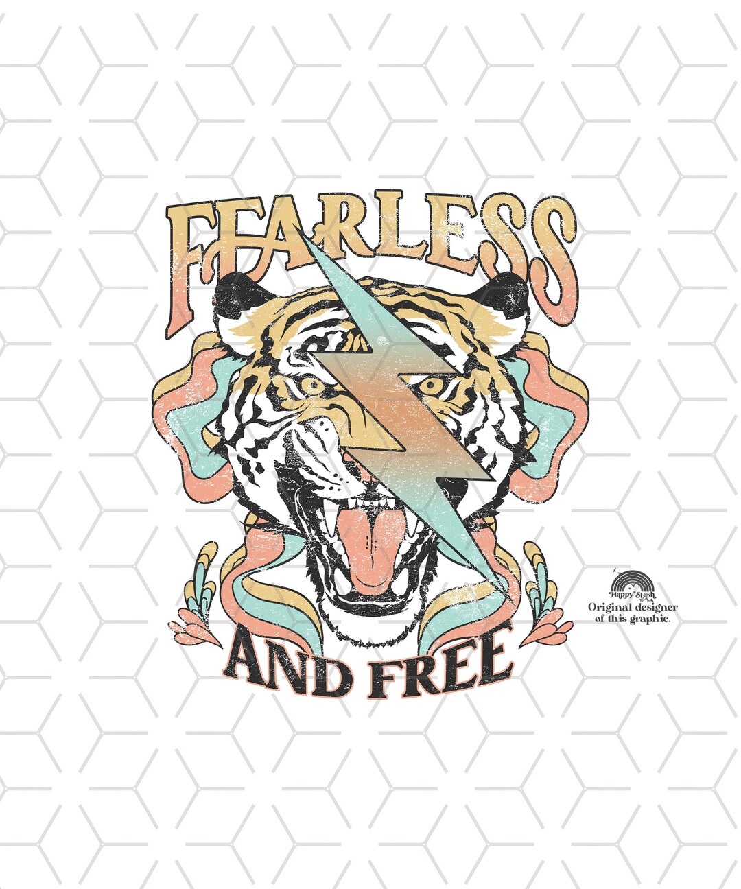 Retro Tiger Sublimation Design: Fearless and Free (PNG Download) - Etsy