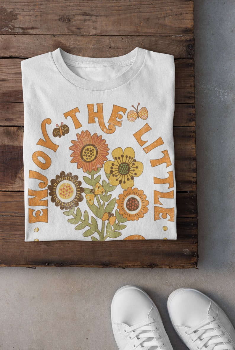 Retro Floral Sublimation Design: Enjoy the Little Things PNG (digital ...