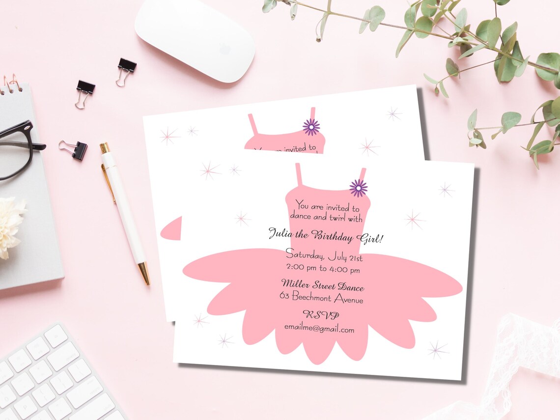 Girls Ballet Party Invitation / Ballet Invite / Kids Ballet - Etsy