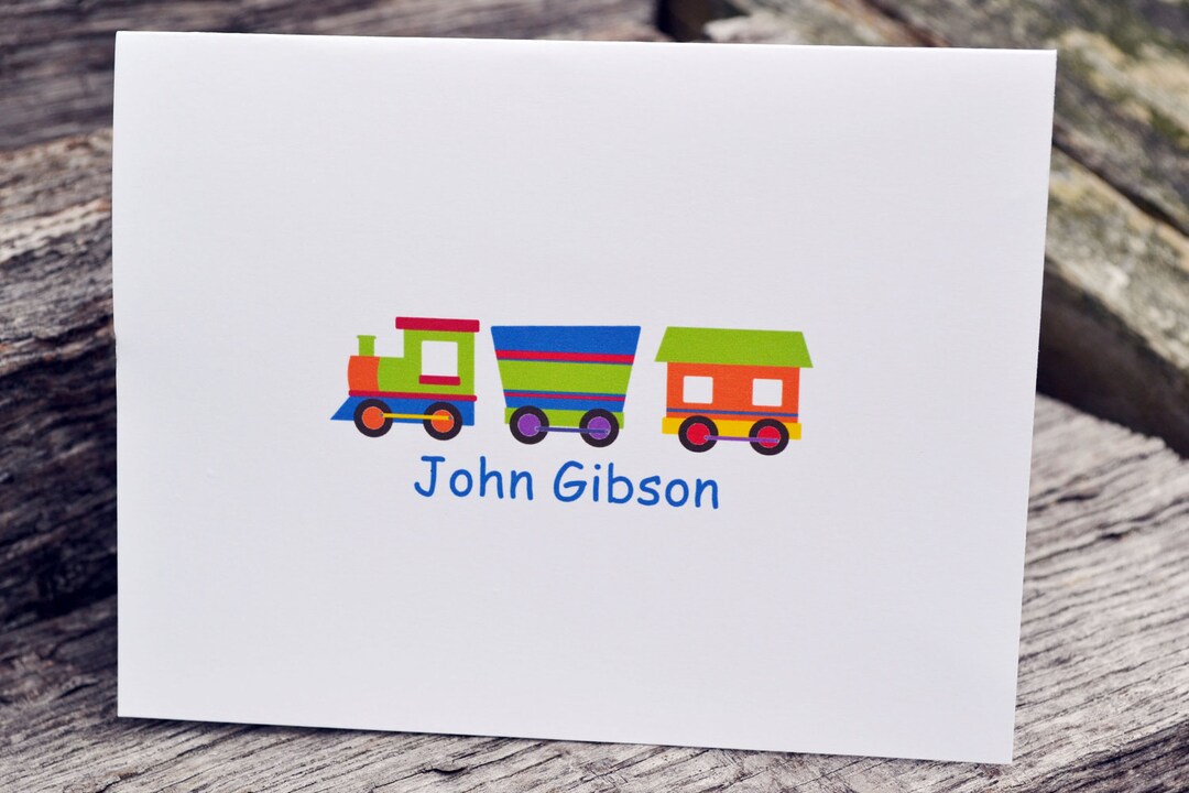 Boys Personalized Note Cards for Thank You Notes Train Theme - Etsy