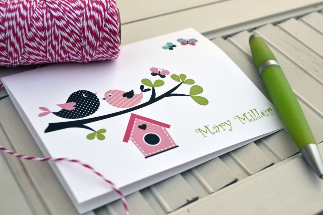 Birdhouse Stationery Set: Personalized Note Cards - Etsy