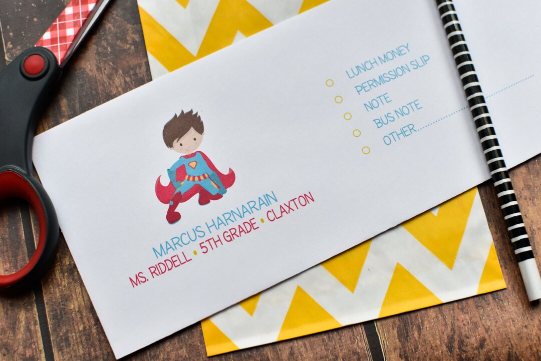 Back to School Personalized School Envelopes for Money and Notes Boys ...