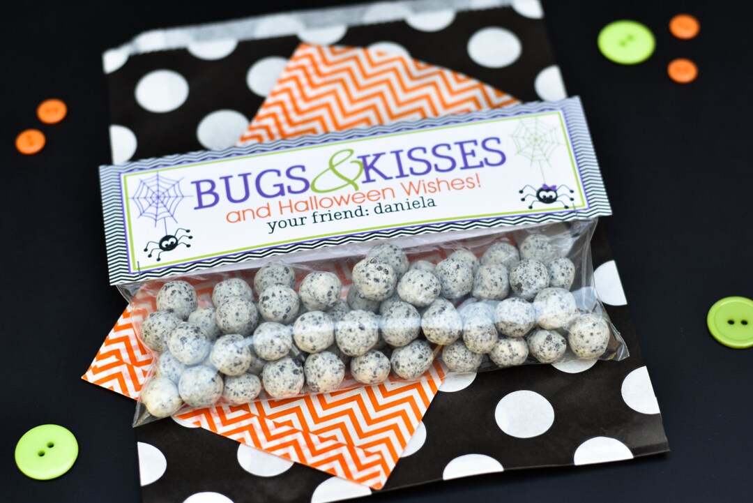 Halloween Treat Bag Topper / Bugs and Kisses Treat Bag Toppers / Bugs ...