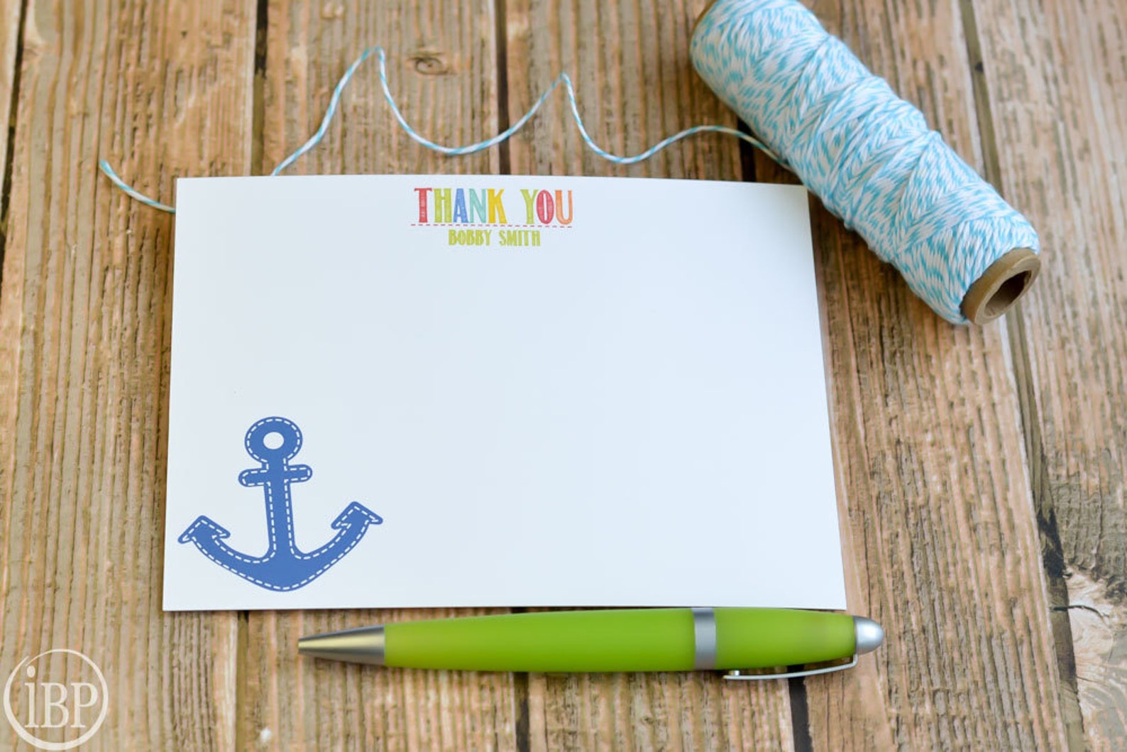 Preppy Anchor Thank You Note / Personalized Stationery Set of - Etsy