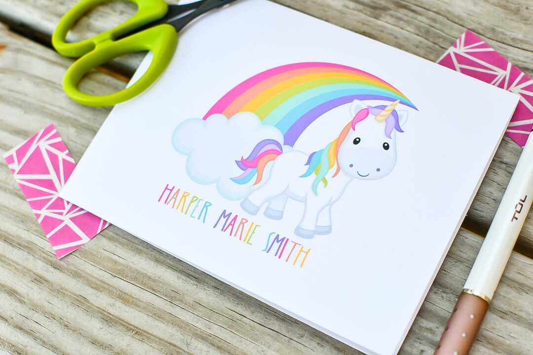 Unicorn Note Card / Thank You Notes / Personalized Stationery / Unicorn ...