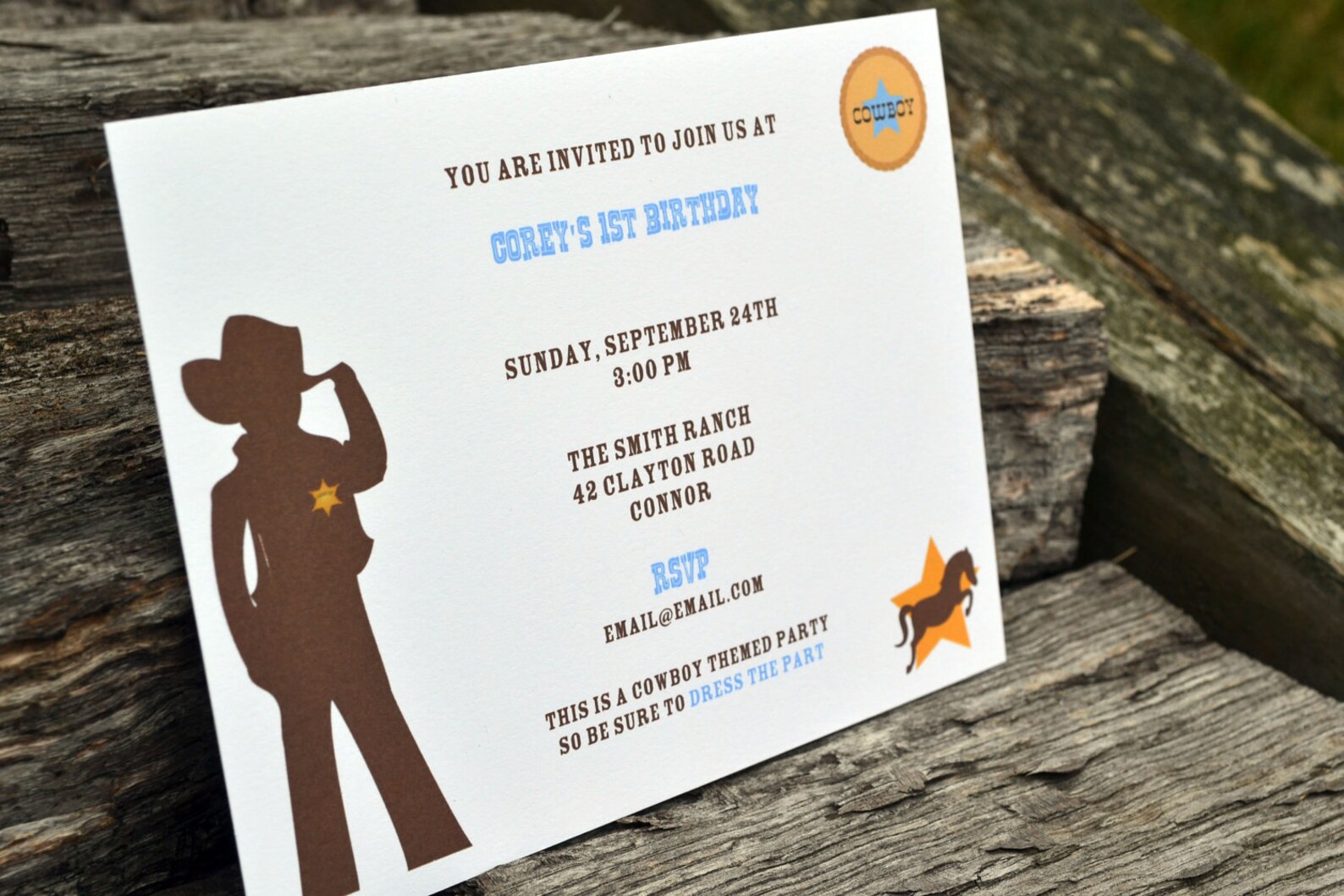 Kids Cowboy Birthday Party Invitation Personalized Set of 20 | Etsy