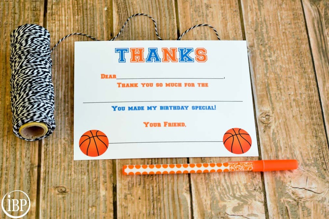 Kids Fill in the Blank Basketball Thank You Notes / Kids Thank - Etsy