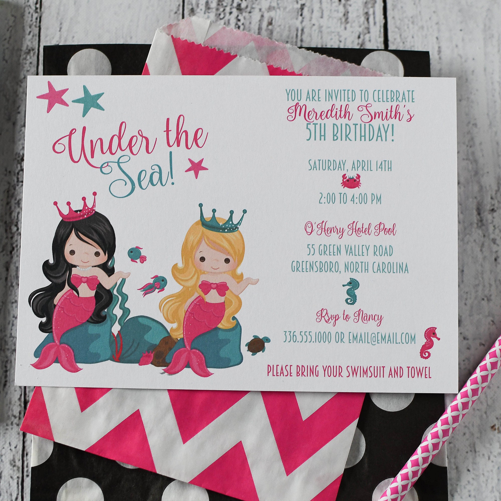 Mermaid Party Invitation / Personalized Mermaid Party Invitation ...