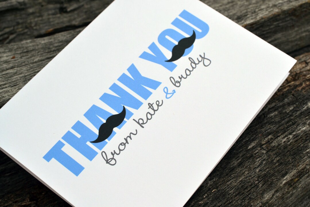 Baby Boy Mustache Thank You Card / Baby Shower Thank You Notes ...