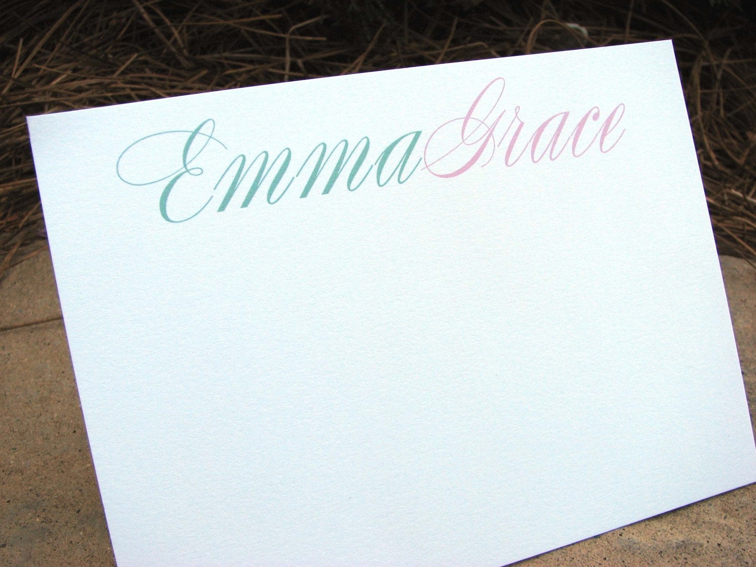 Personalized Flat Note Cards Set of 12 / Fancy Script Notes / - Etsy