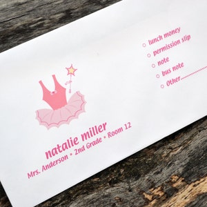 Personalized Back to School Envelope for Money & Notes / Ballerina Tutu ...