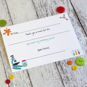 Kids Science Thank You Notes Fill in the Blank / Science Party Thank ...