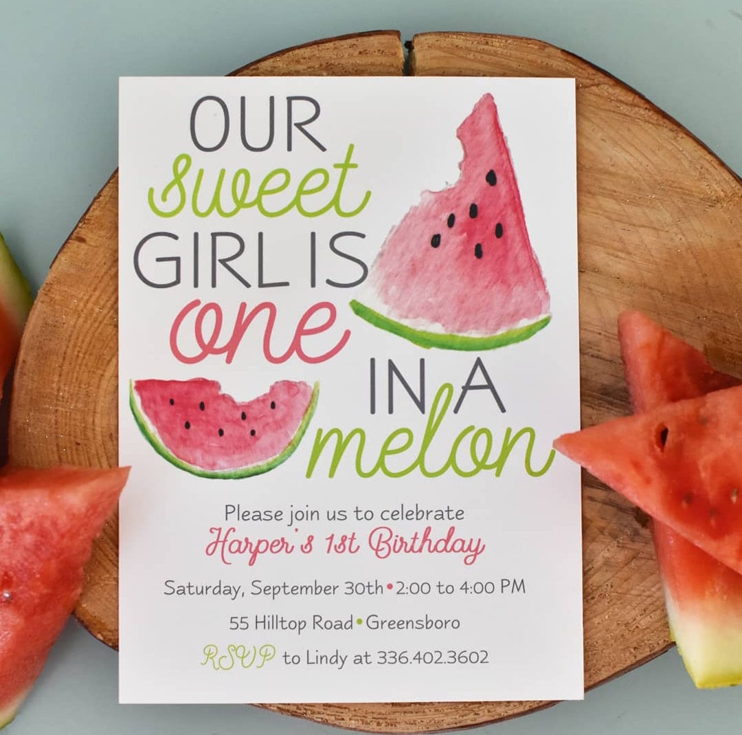 Watermelon Party Invitation - 1st Birthday Party Invite - Watermelon ...