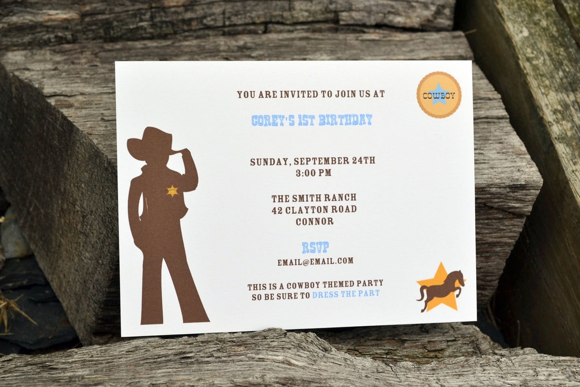 Kids Cowboy Birthday Party Invitation Personalized Set of 20 - Etsy