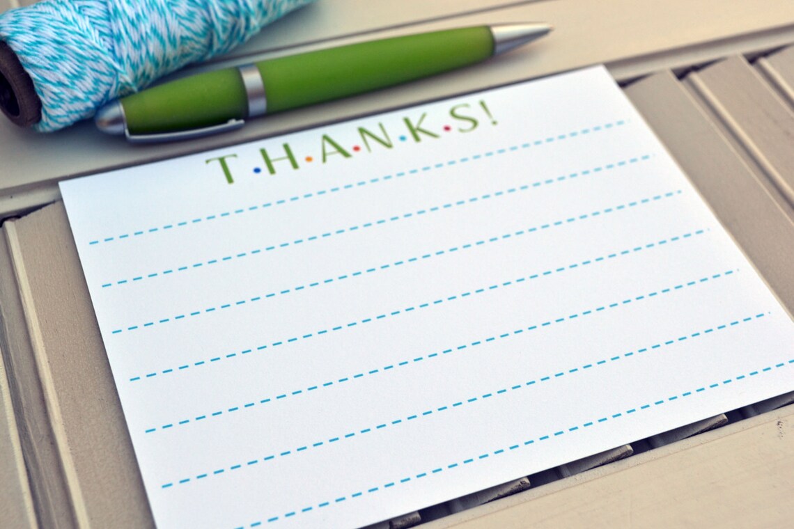 Kids Thank You Note / Kids Thank You Cards / Childrens Lined | Etsy