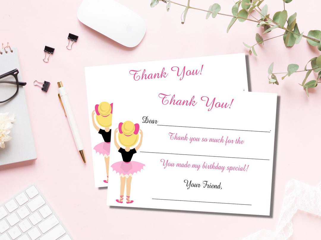 Ballerina Thank You Notes Fill in the Blank Note / Ballet Thank You ...