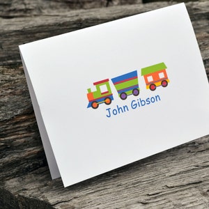 Boys Personalized Note Cards for Thank You Notes Train Theme - Etsy