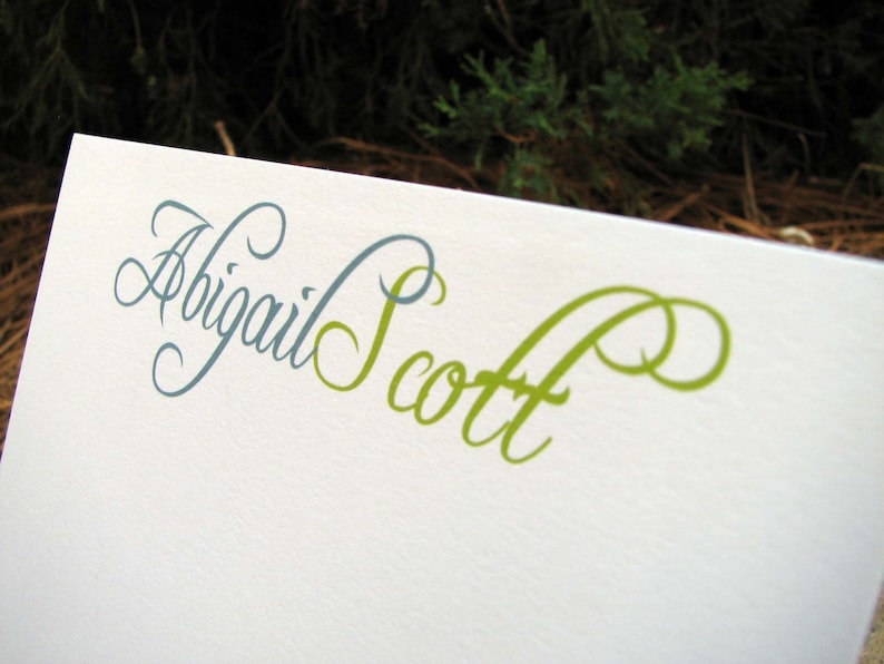 Personalized Flat Note Cards, Script Font - Set of 12 - Etsy