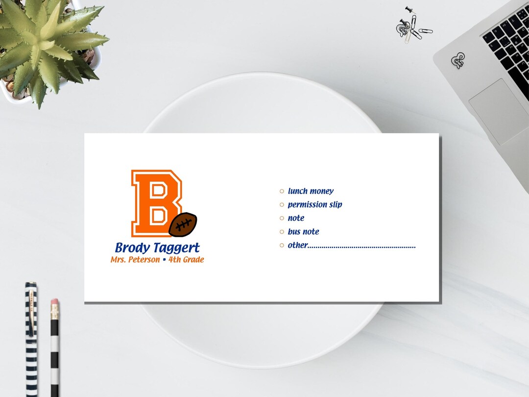 Back to School Personalized Envelopes for Money and Notes Sports Design ...