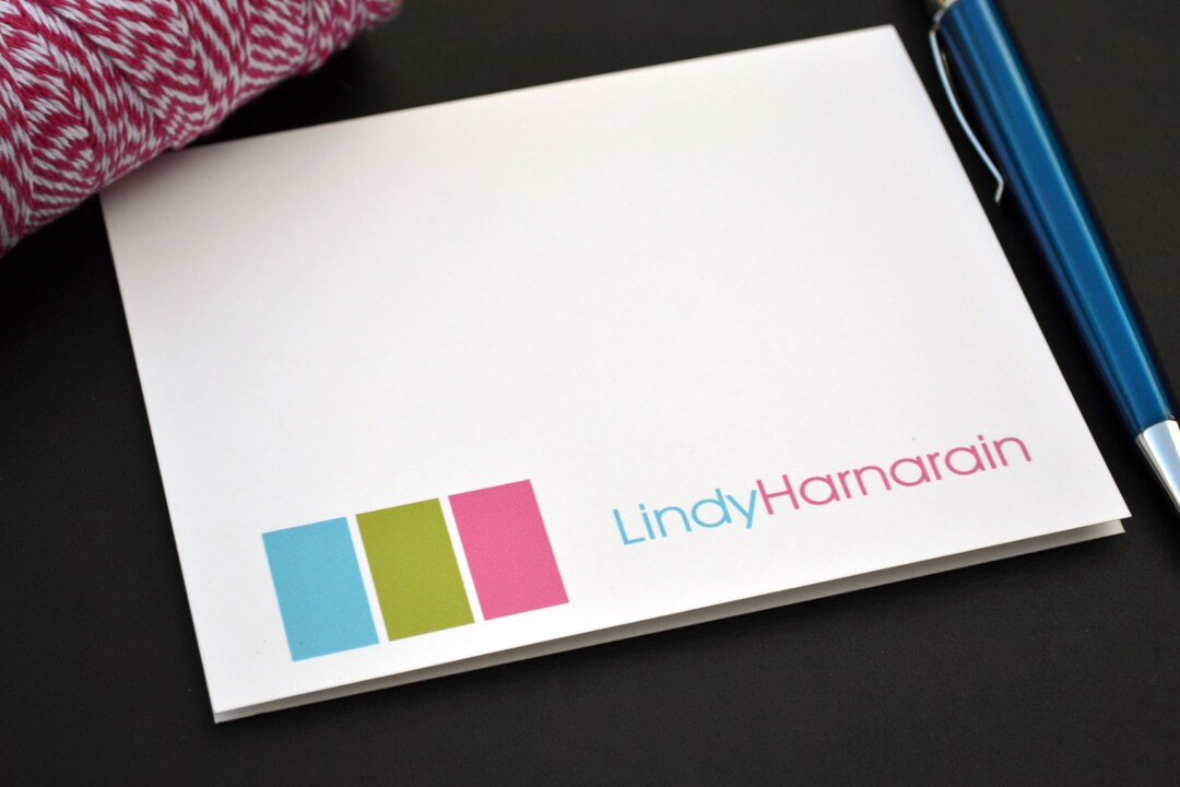 Personalized Stationery Set – Colorful Blocks Design, Custom Note Cards ...