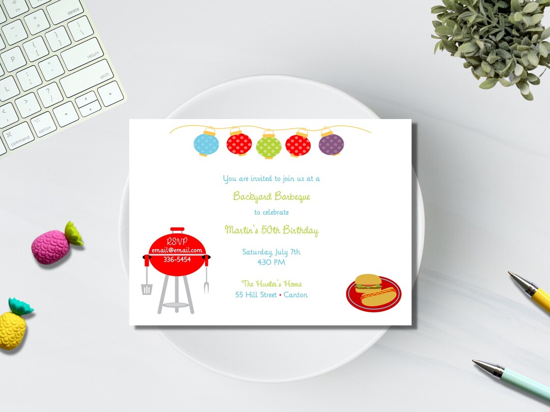 Backyard BBQ Party Invitations | BBQ Party Invitations | Barbeque Party ...