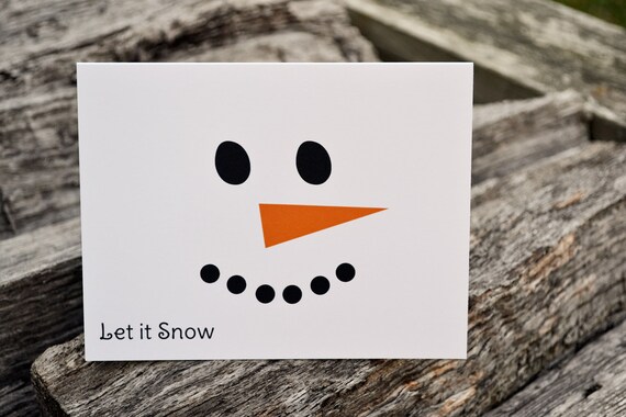 Personalized Christmas Note Cards with Snowman Face | Etsy
