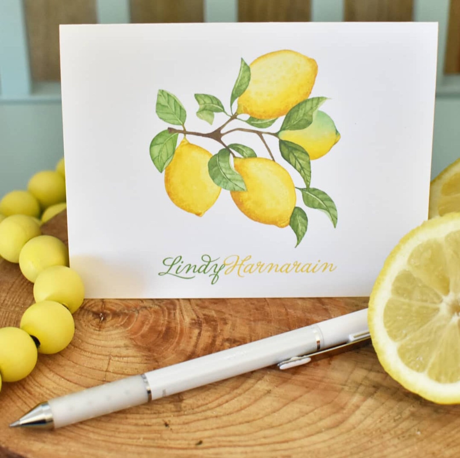Lemon Note Cards Personalized Lemon Stationery Lemon Cards - Etsy