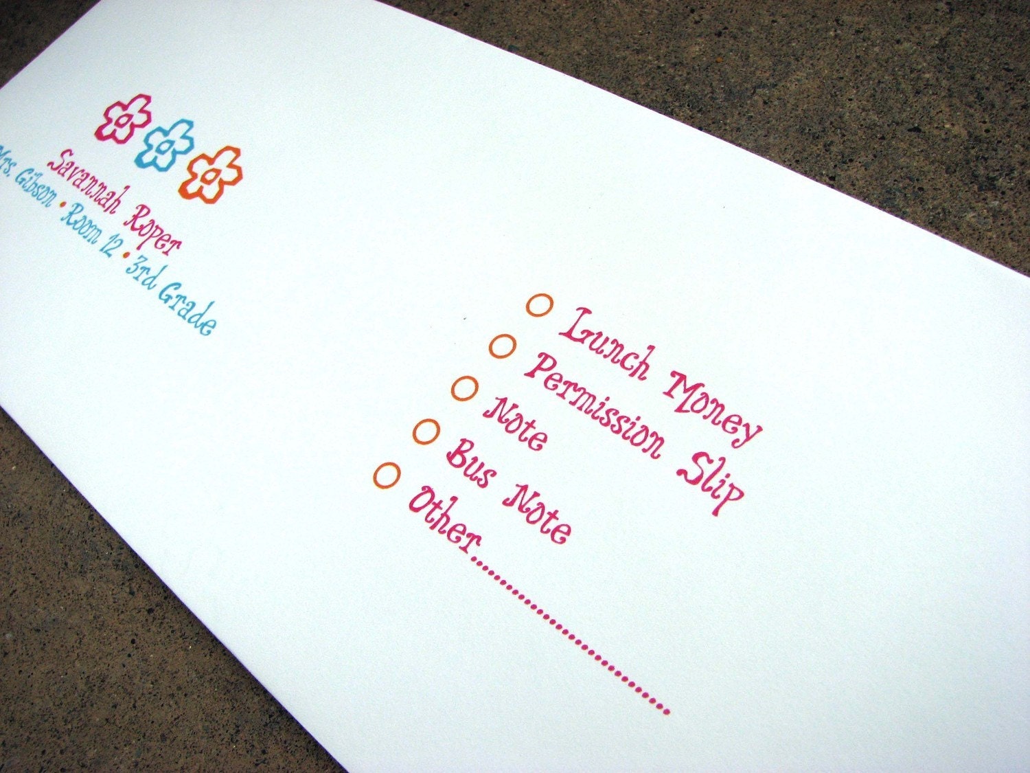 Girls Personalized School Envelopes for Money and Notes | Etsy