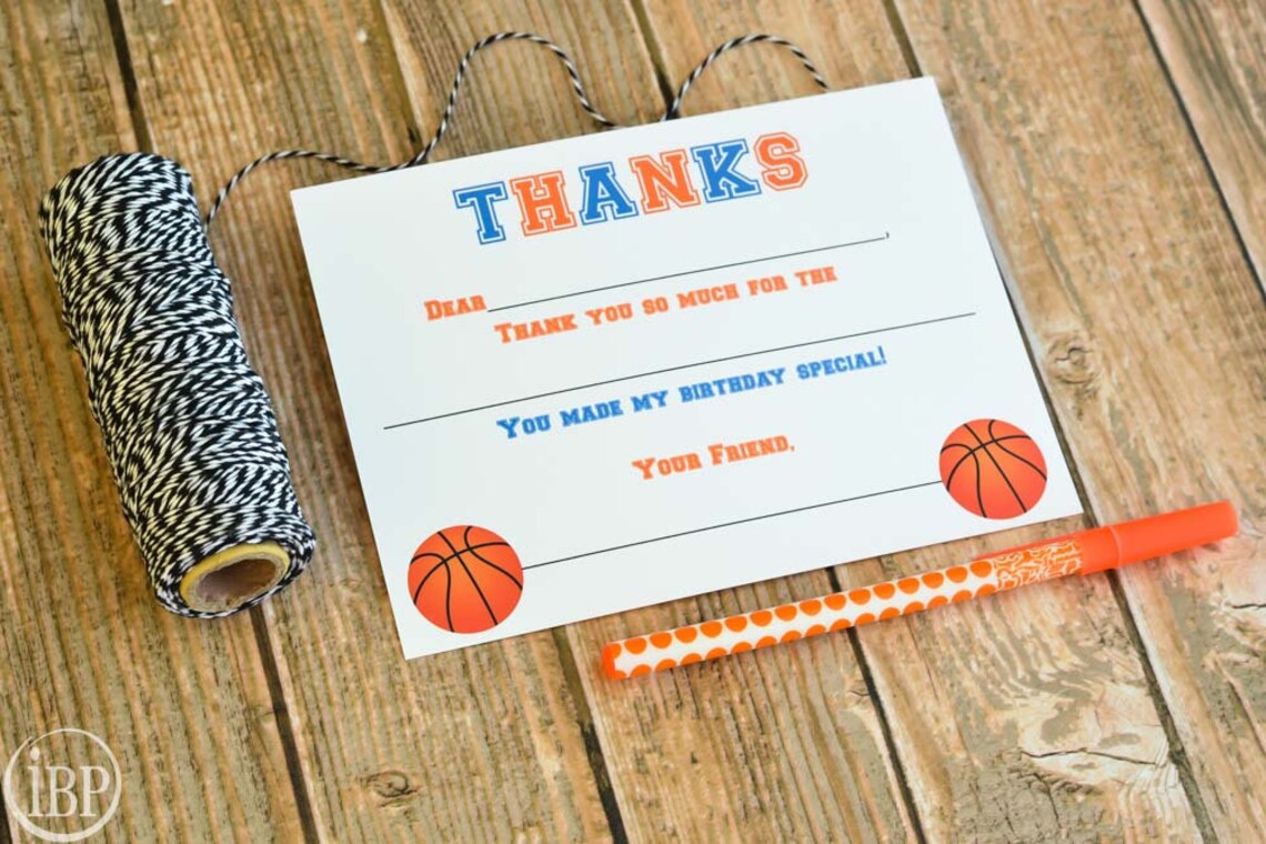 Kids Fill in the Blank Basketball Thank You Notes / Kids Thank - Etsy