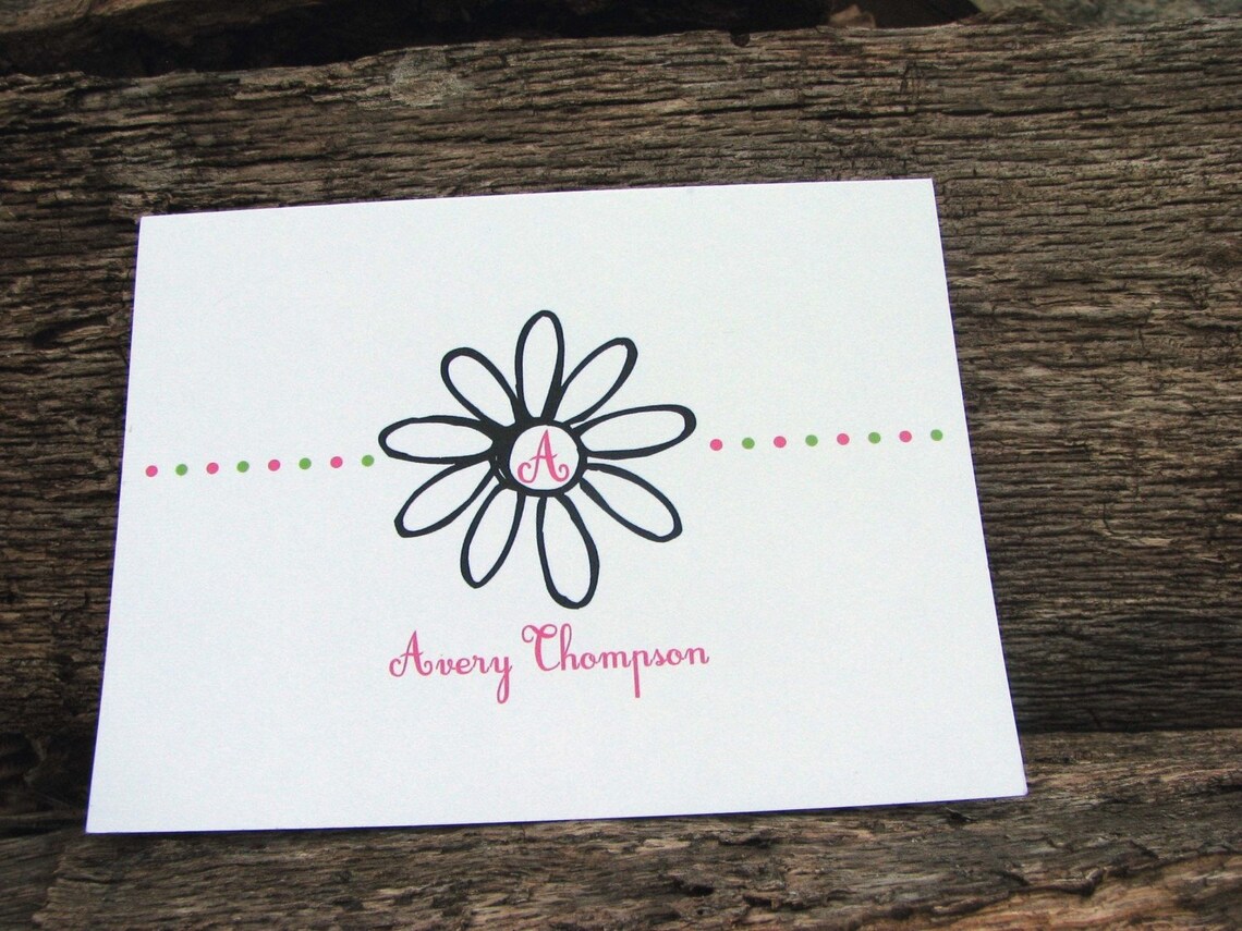 Personalized Flower Note Card / Thank You Note / Personalized - Etsy