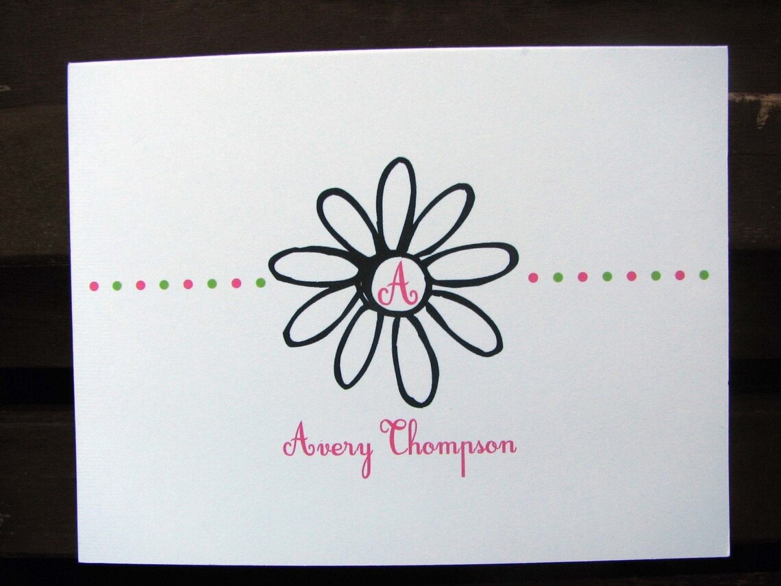 Personalized Flower Note Card / Thank You Note / Personalized - Etsy