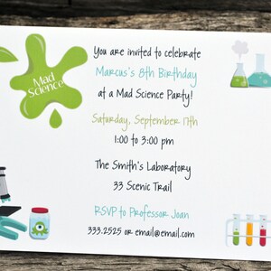 Kids Science Birthday Party Invitations / Kids Science Party Invite ...