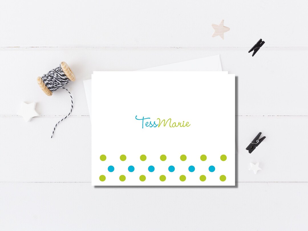 Personalized Polka Dot Note Cards / Personalized Stationery / Thank You ...