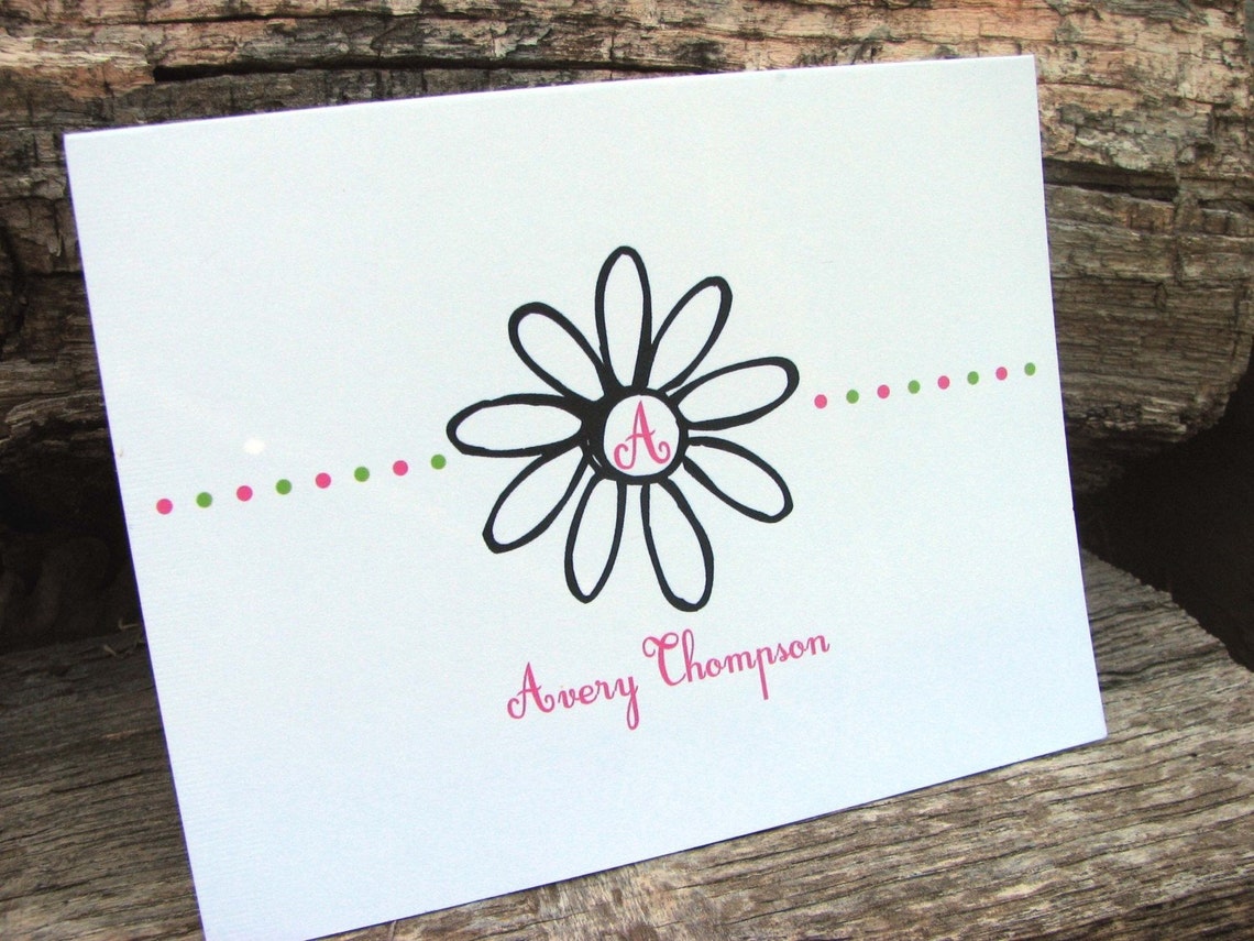 Personalized Flower Note Card / Thank You Note / Personalized - Etsy