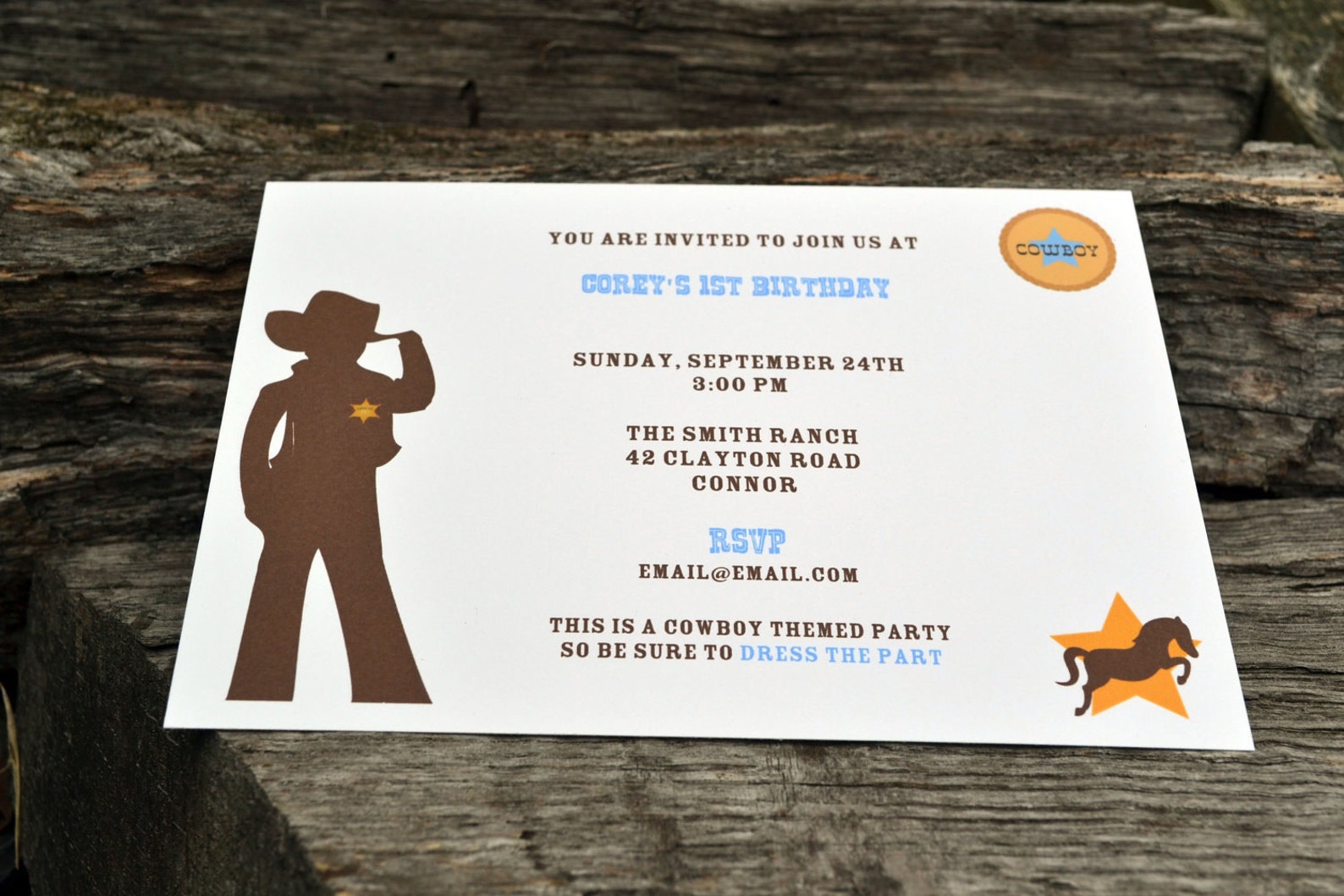 Kids Cowboy Birthday Party Invitation Personalized Set of 20 | Etsy