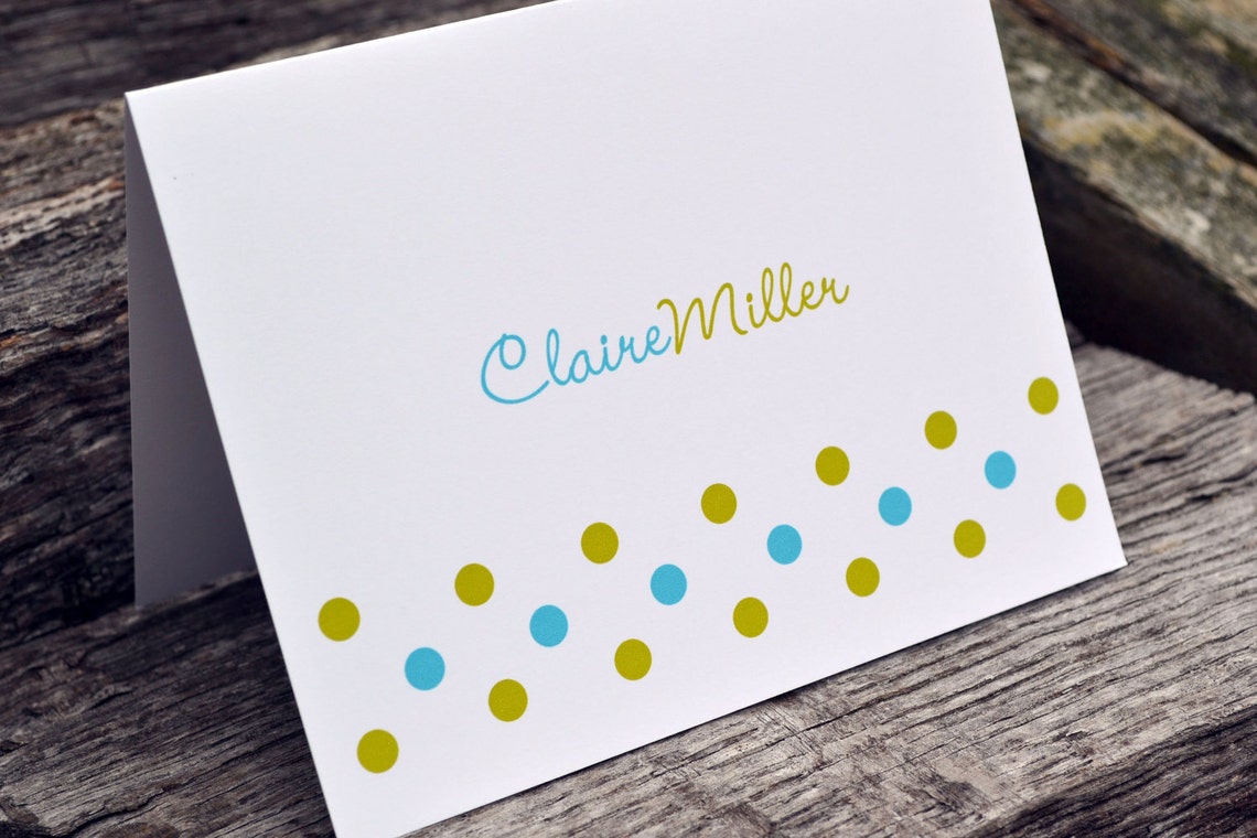 Personalized Polka Dot Note Cards / Personalized Stationery / - Etsy