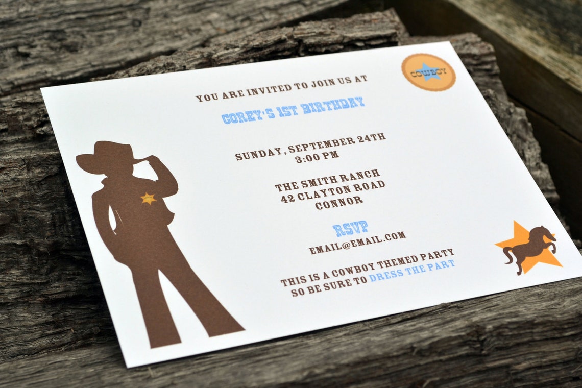 Kids Cowboy Birthday Party Invitation Personalized Set of 20 - Etsy