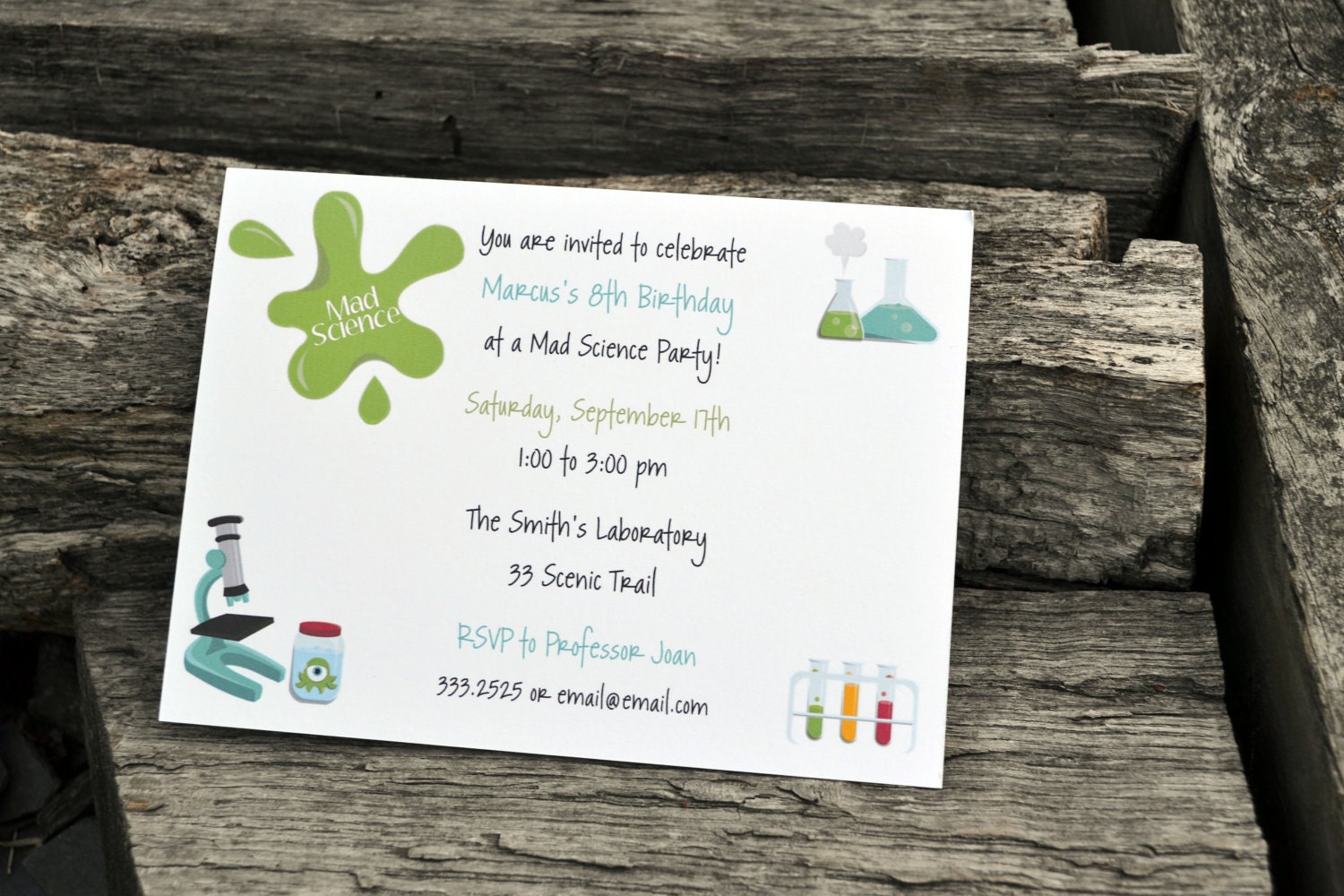 Kids Science Birthday Party Invitations / Kids Science Party Invite ...