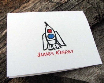 Spaceship Stationery Spaceship Note Cards Personalized Flat - Etsy