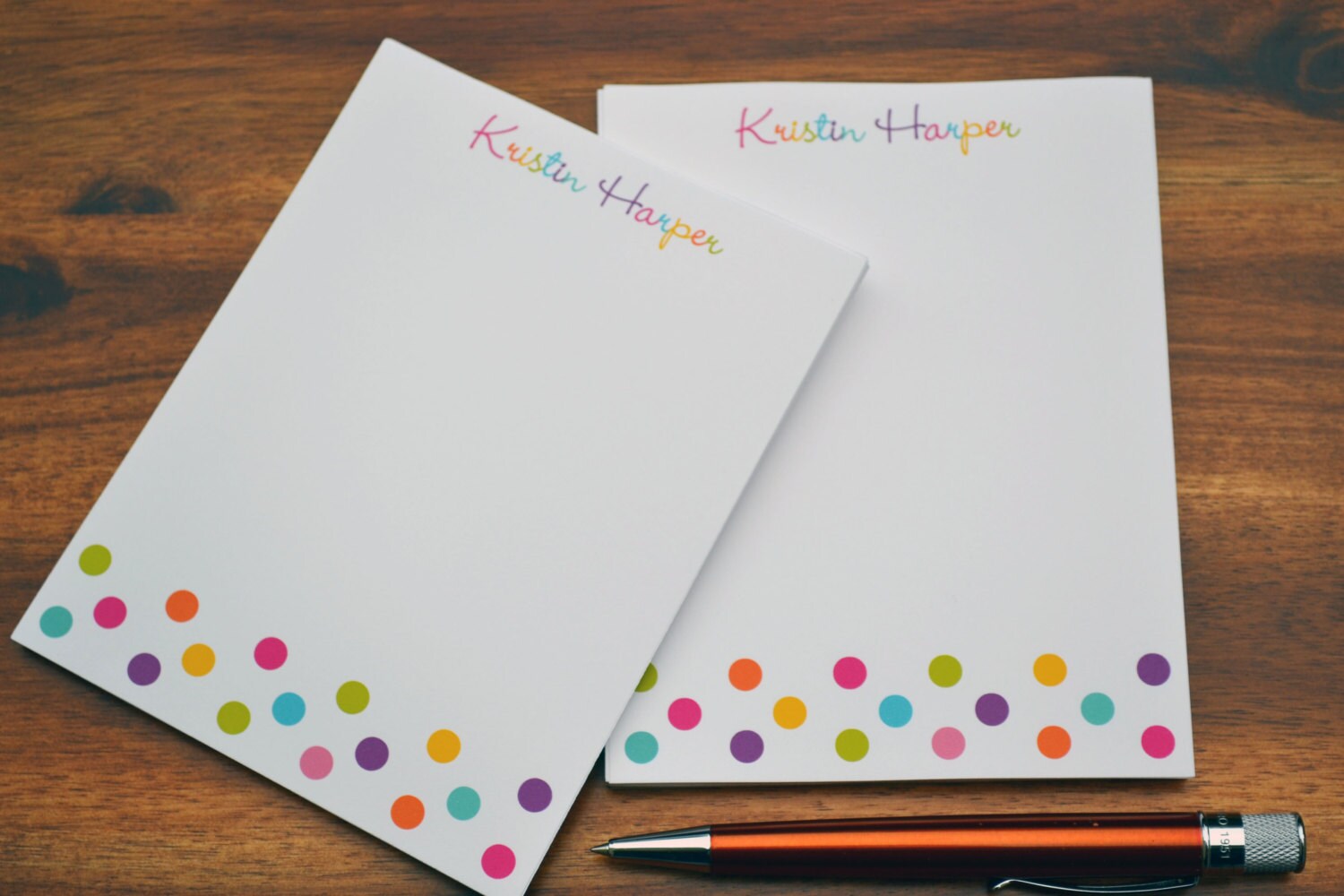 Personalized Notepads / Personalized Colorful Dots Notepads / - Etsy