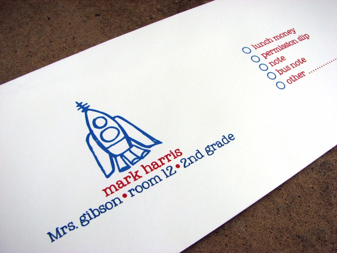 Personalized Back to School Envelope for Money & Notes / Rocket Design ...