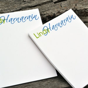 Set of 2 Personalized Notepads / Monogram Notepads / Set of 2 Fancy Script Design / Monogram ...