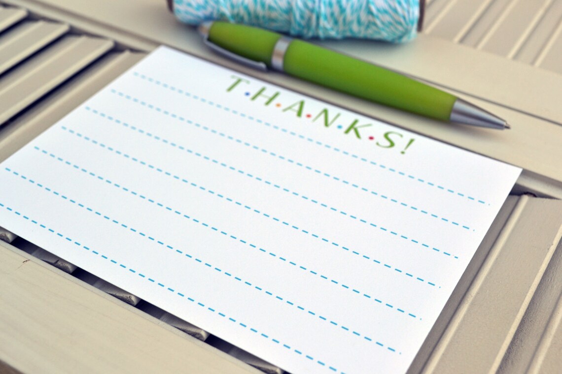 Kids Thank You Note / Kids Thank You Cards / Childrens Lined - Etsy