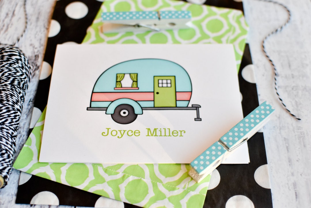 Camper Personalized Note Cards - Camper Trailor Set of Stationery ...