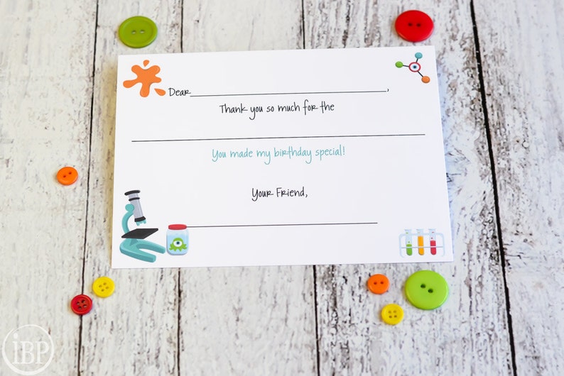 Kids Science Thank You Notes Fill in the Blank / Science Party - Etsy UK