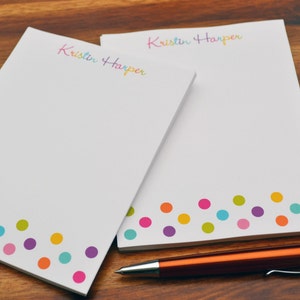 Personalized Notepads / Personalized Colorful Dots Notepads / - Etsy