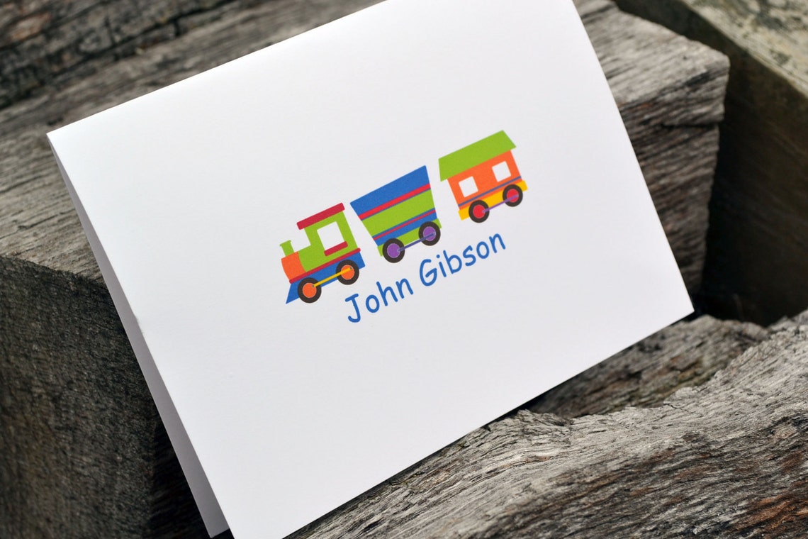 Boys Personalized Note Cards for Thank You Notes Train Theme - Etsy