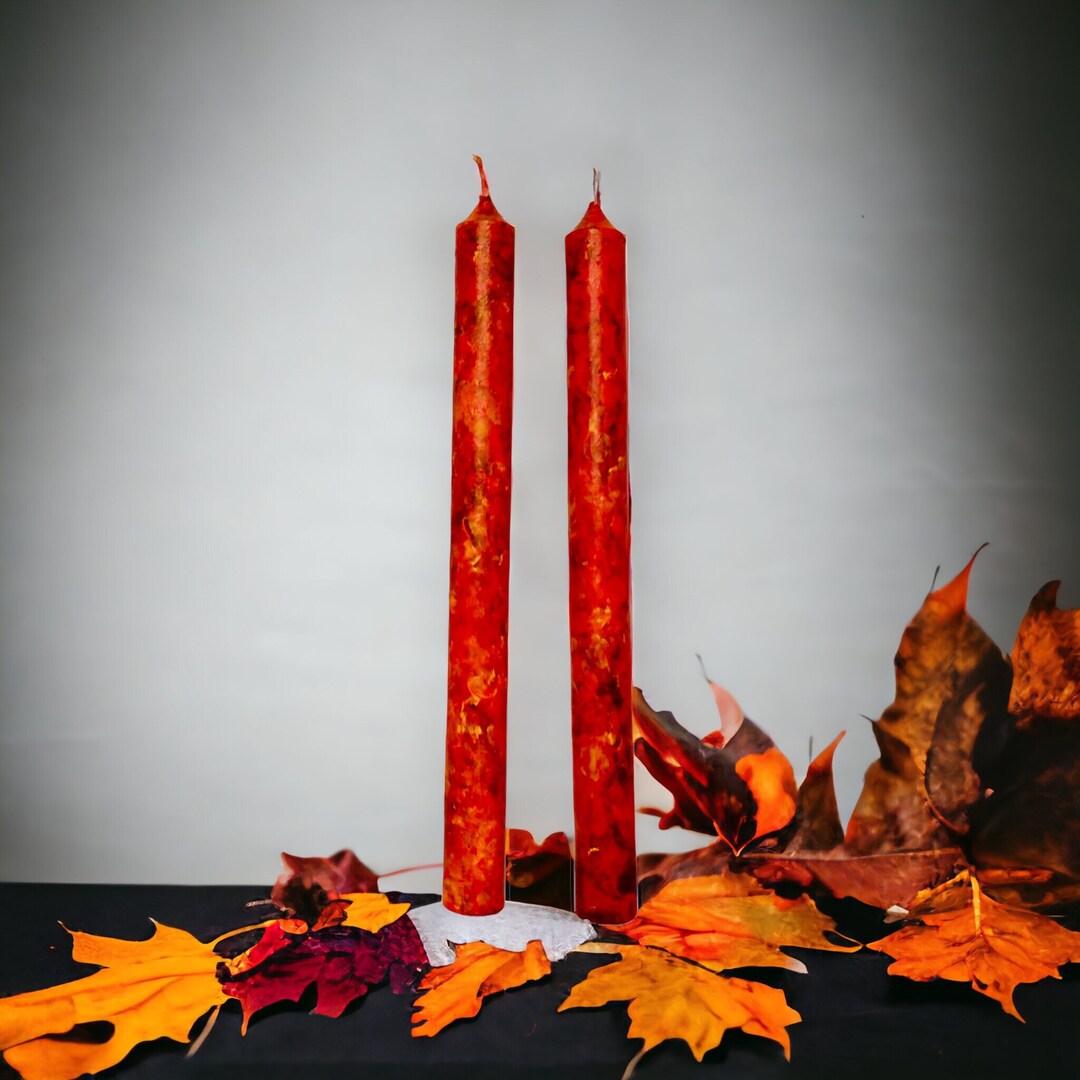 Fall Taper Candles Marbled Hand Painted Decorative Table Centerpiece ...