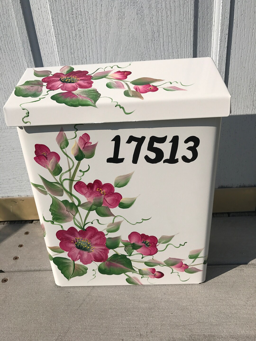 Burgundy Roses Mailbox, Hand Painted, UV Resistant, Horizontal Medium ...