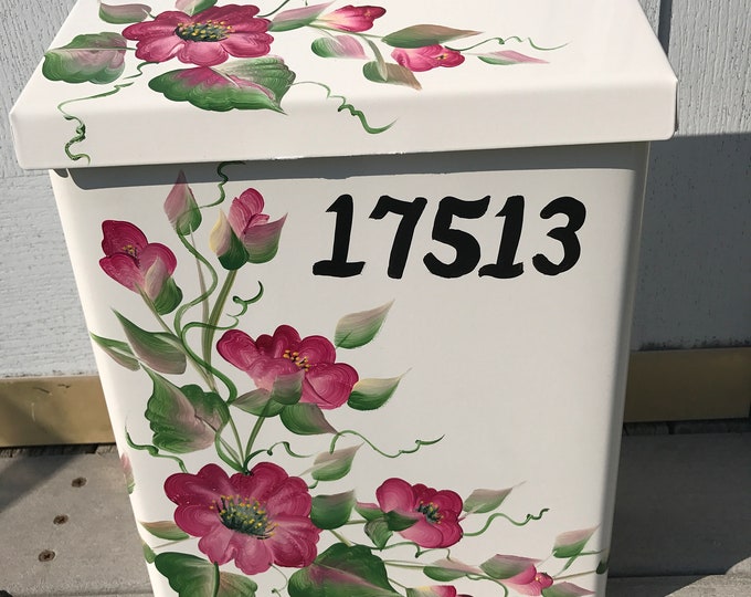 Burgundy Roses Mailbox, Hand Painted, UV Resistant, Horizontal Medium ...